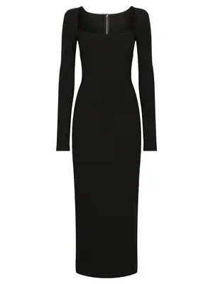 Dolce & Gabbana Long-sleeved Jersey Milano Rib Sheath Dress - Black