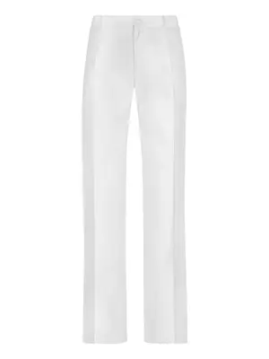Dolce & Gabbana Silk Shantung Straight Leg Pants - White