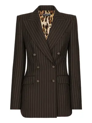 Dolce & Gabbana Double-breasted Pinstripe Wool Turlington Jacket - Multicolor