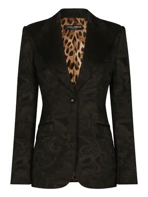 Dolce & Gabbana Floral Jacquard Turlington Blazer - Black