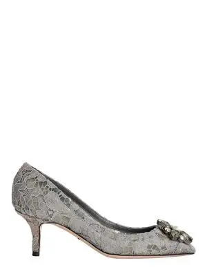 Dolce & Gabbana Bellucci Taormina Lace Pump With Crystals - Grey