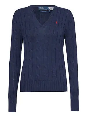 Polo Ralph Lauren V-neck Cotton Jumper - Hunter Navy