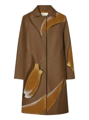 Tory Burch Embroidered Coat Brown