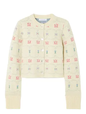 Calle Del Mar Cropped Cashmere And Silk-blend Cardigan - Cream