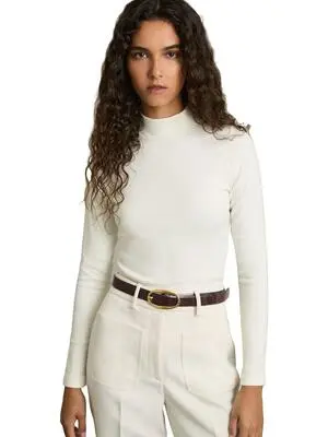 REISS Polly Fine-ribbed Top - White