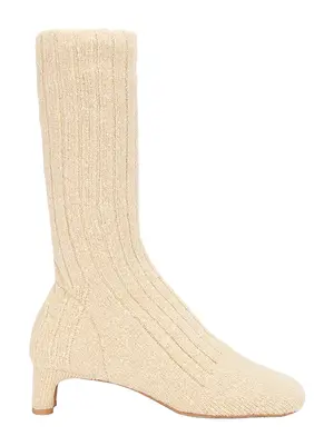 Jeffrey Campbell Fitted Knit Boots - Buff