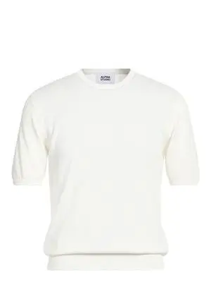 Alpha Studio ALPHA STUDIO Cream Cotton Knit Sweater Cream