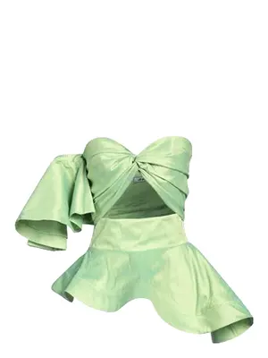 JIJIL JIJIL One-Shoulder Pleated Top Green