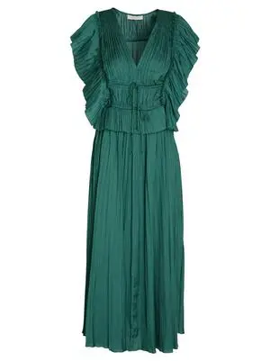 Ulla Johnson Letty Satin Midi Dress - Emerald