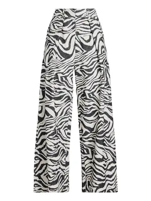 Ulla Johnson Cai Pleated Zebra-print Wide-leg Pants - Animal Print