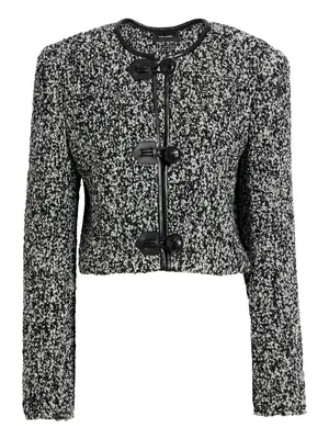 Isabel Marant Gradilia Cropped Leather-Trimmed Wool-Blend Bouclé Jacket Black