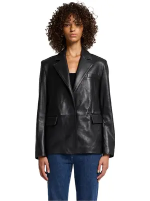 7 For All Mankind Italian Leather Blazer - Black