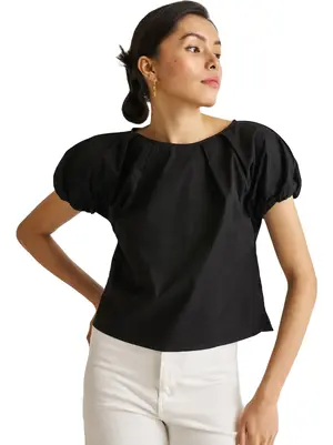 REISTOR Balloon Sleeve Top - Black