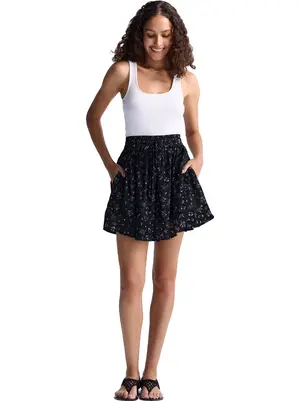 REISTOR Drawstring Short Skirt - Floral