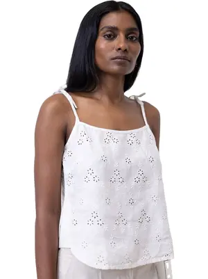 REISTOR Tie-up Embroidered Camisole - White