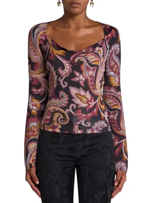 Etro Printed Jersey Top - Pink