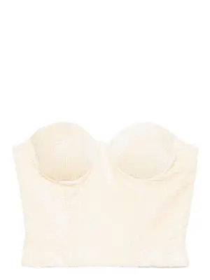 Ermanno Scervino Ribbed Velvet Bustier Top - Neutrals