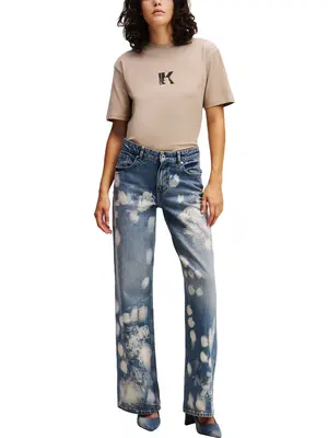 Karl Lagerfeld Bleached Wide-leg Jeans - Blue