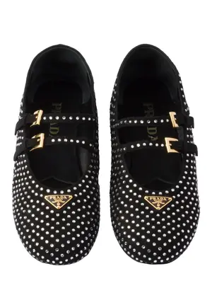 Prada Crystal-embellished Ballerina Shoes - Black