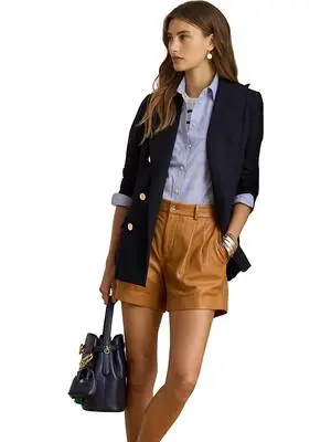 Ralph Lauren Pleated Lambskin Leather Short - Classic Caramel