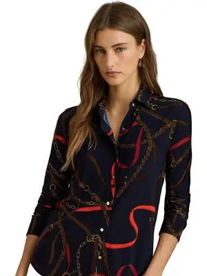 Ralph Lauren Slim Fit Belting-print Jersey Shirt - Navy Multi