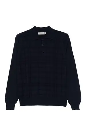 Canali Knitted Polo Shirt - Blue