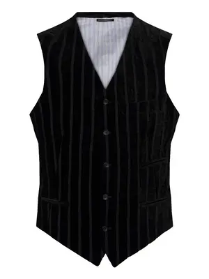 Yohji Yamamoto Striped Waistcoat - Black