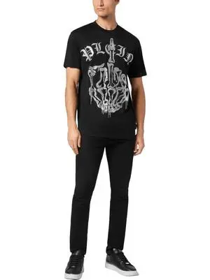 Philipp Plein Rhinestone-embellished Cotton T-shirt - Black