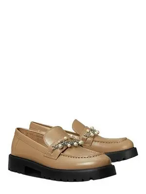 Tory Burch Embellished Classic Loafers - Dark Elk