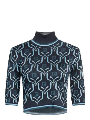 Rabanne Turtleneck Viscose Top - Navy