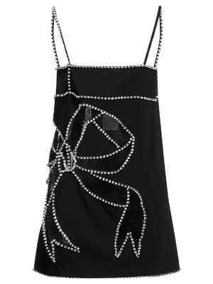 Dsquared2 Mini Dress With Appliqués, Crystals, And Lace Trims - Black