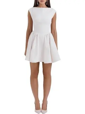 House Of Cb Enchant Open Back Fit & Flare Minidress - White