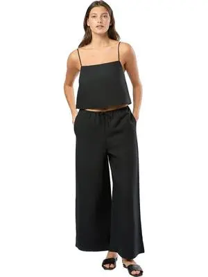 Onia Air Linen Wide Leg Drawstring Pant - Black