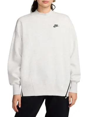 Nike Oversized Mock Neck Tech Fleece Sweatshirt - 013 013 Ltgrey/black