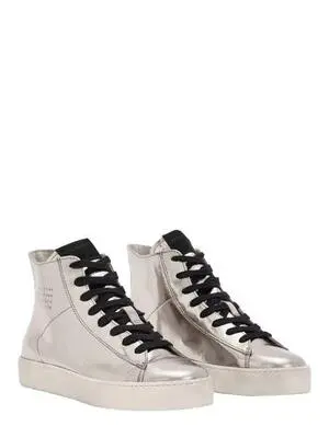 ALLSAINTS AllSaints Tana Metallic High-Top Sneakers Silver