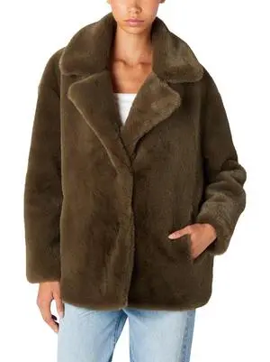 Blanknyc Faux Fur Overcoat - Double Matcha