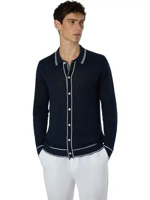 Onia Onia Linen Long Sleeve Polo Deep Navy/white
