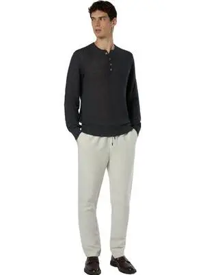 Onia Linen Henley Sweater - Gunmetal