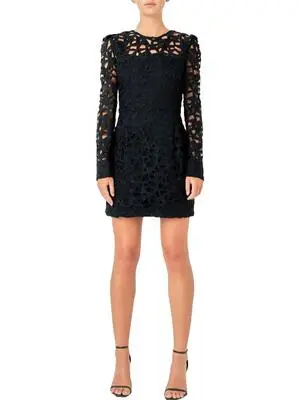 Endless Rose Floral Lace Mini Dress Black