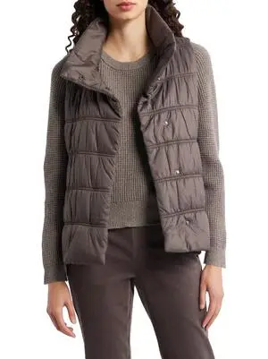 Eileen Fisher Ruched High Collar Vest - Rye