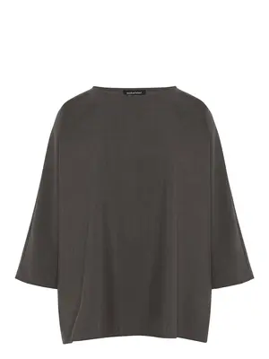 Eskandar Eskandar Boat Neck Longline Top Bark