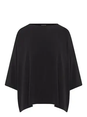 Eskandar Boat Neck Longline Top - Black
