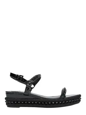 CHRISTIAN LOUBOUTIN 60mm Pyraclou Spike Wedge Sandals - Black
