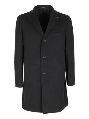 Tagliatore Notched Lapel Coat - Charcoal