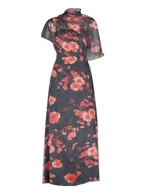 Lela Rose Printed Glenn Plaid Chiffon A-line Dress - Floral