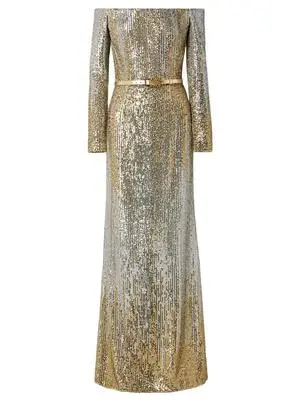 Elie Saab Off-the-shoulder Sequin-embellished Gown - Gold