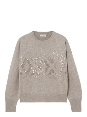 Brunello Cucinelli Sequin-embellished Sweater - Brown