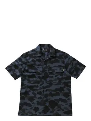 A BATHING APE Mr Camo Open Collar Shirt - Black