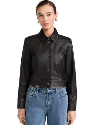IRO PARIS Demet Leather Jacket - Brown