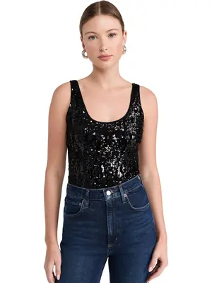 Generation Love Generation Love Dina Sequin Thong Bodysuit Black